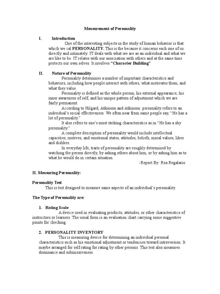 Measurement of Personality | PDF | Attitude (Psychology) | Psychology