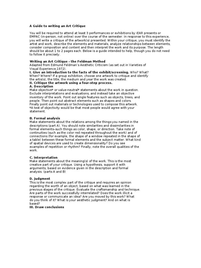 Art Critique Guide: Feldman Method | PDF | Cognition | Cognitive Science