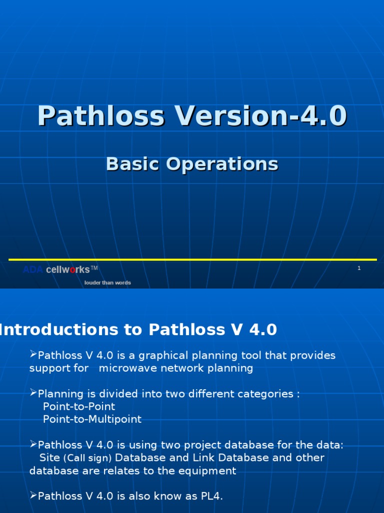Pathloss Version-4 0 Basic Operations | PDF | Computing | Technology & Engineering