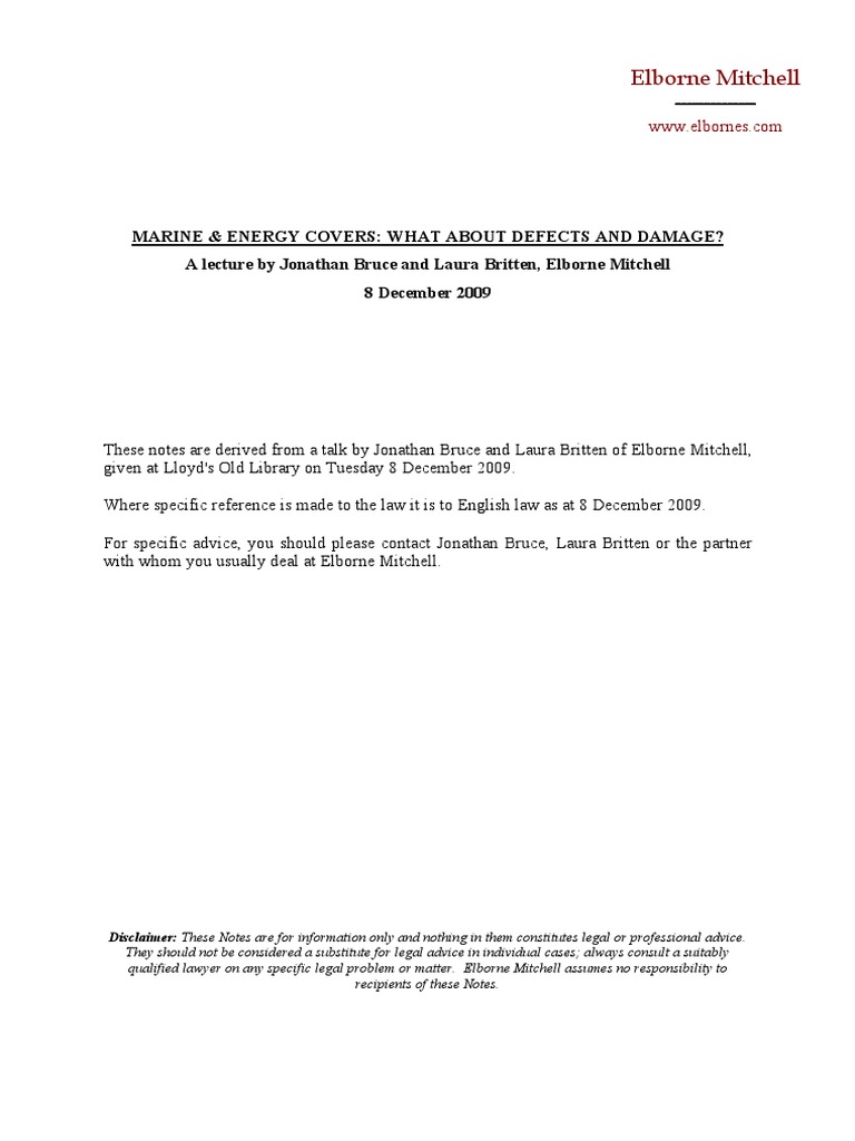Marine and Energy Covers | PDF | Underwriting | Insurance
