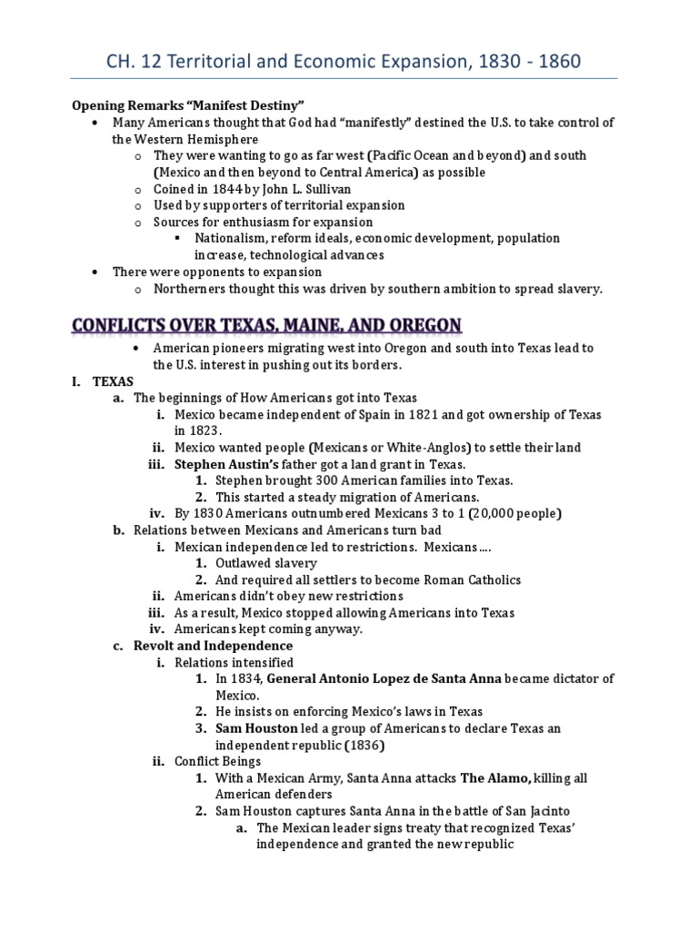 Ch.12 Outline Apush Amsco | PDF | Whig Party (United States) | The ...