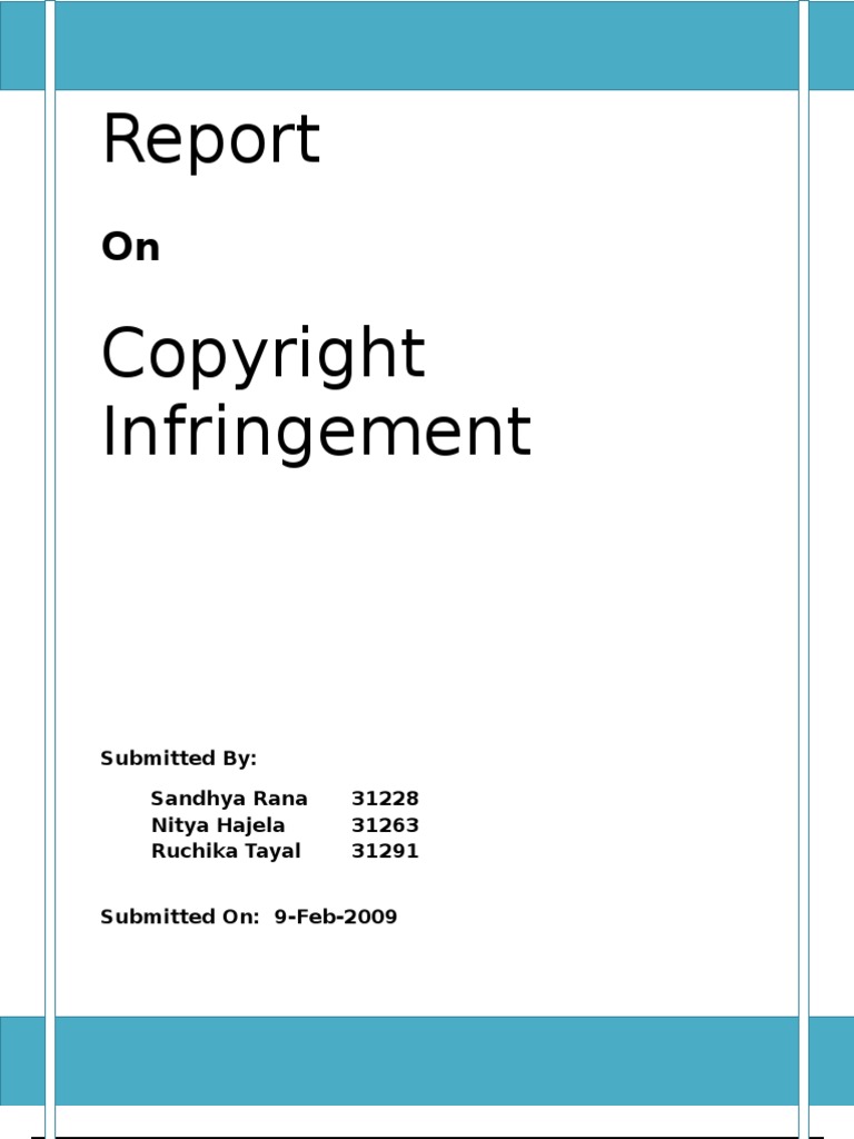 Copyright Infringement Report Final | Copyright | Fair Dealing