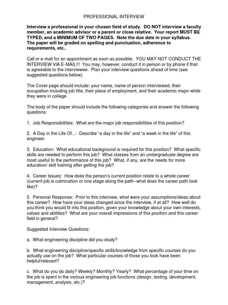 Professional Interview | PDF | Interview | Undergraduate Education