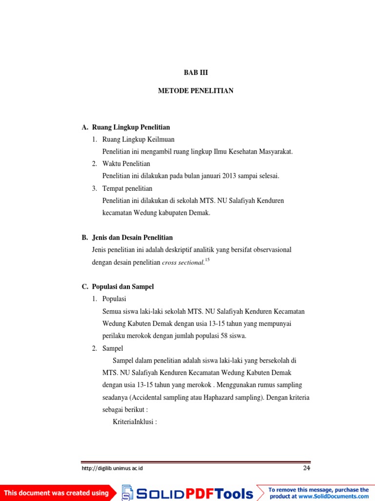 Bab 3 Definisi Operasional Proposal Rokok Di Sman | PDF