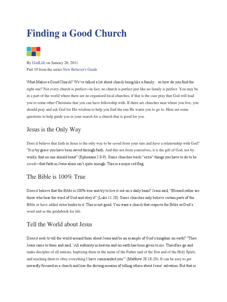 Finding A Good Church 2 | PDF | Christian Church | Jesus