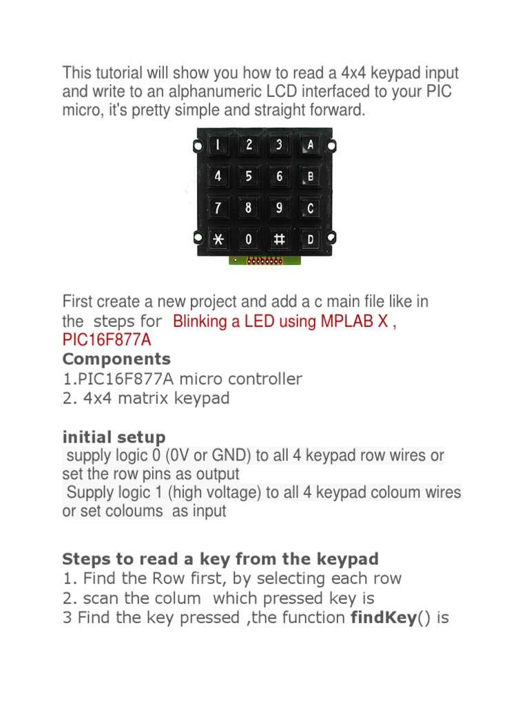 This Tutorial Will Show You How To Read A 4x4 Keypad Input and Write To ...