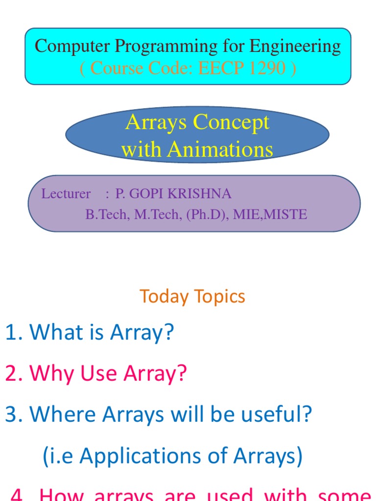 Computer Programming For Engineering: (Course Code: EECP 1290) | PDF | Array Data Type | Matrix ...