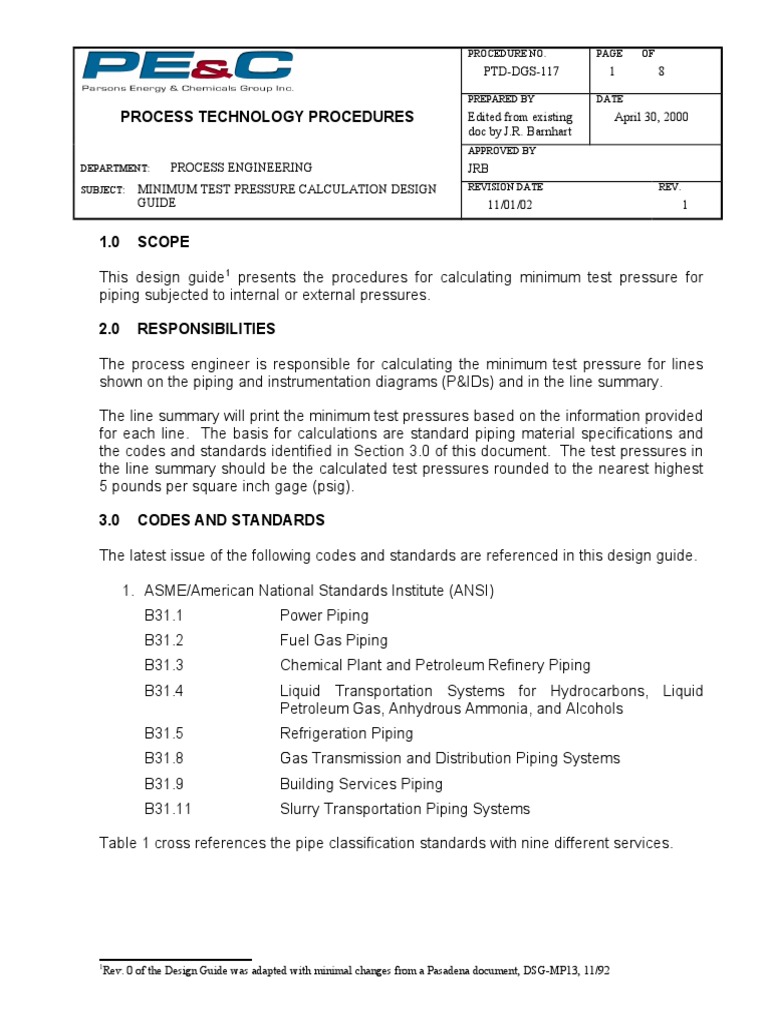 Minimum Test Pressure Calculation Design Guide | PDF | Pipe (Fluid ...