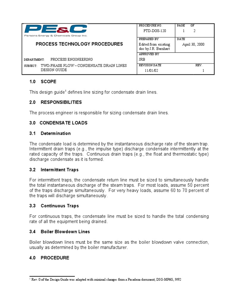 Two-Phase Flow - Condensate Drain Lines Design Guide | PDF | Chemical ...