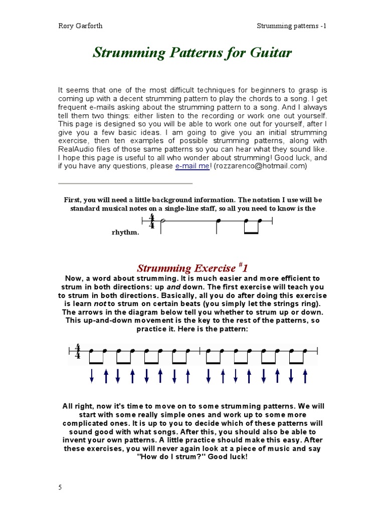 Strumming Patterns For Guitar | PDF | Guitars | Musicology