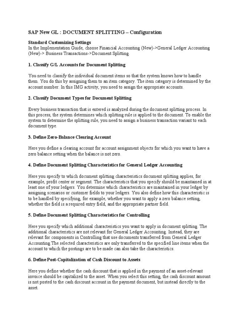 SAP New GL Document Splitting Setup | PDF | Business Economics | Economies