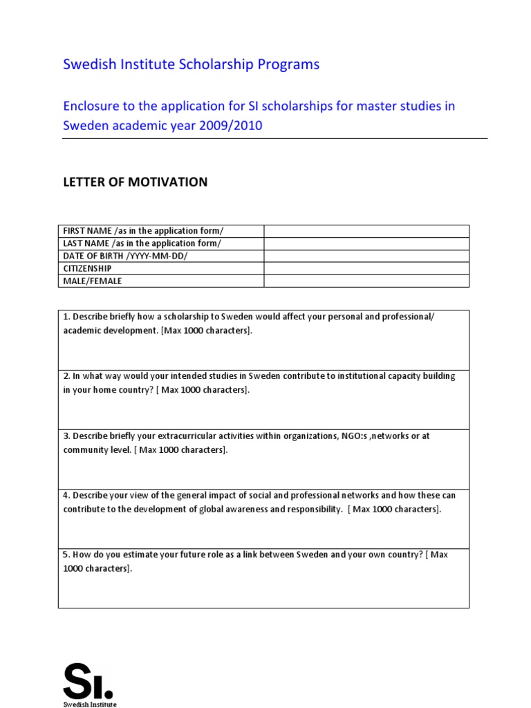 Motivation Letter Form Sisgp Sissa 2021 2022 PDF Sweden, 58% OFF