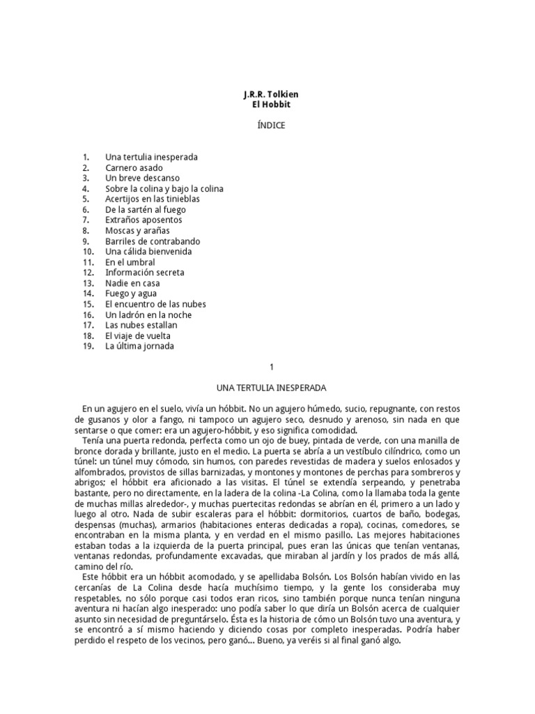 El Hobbit - Tolkien - Spanish - PDF - Ebook | PDF | Alimentos | Naturaleza