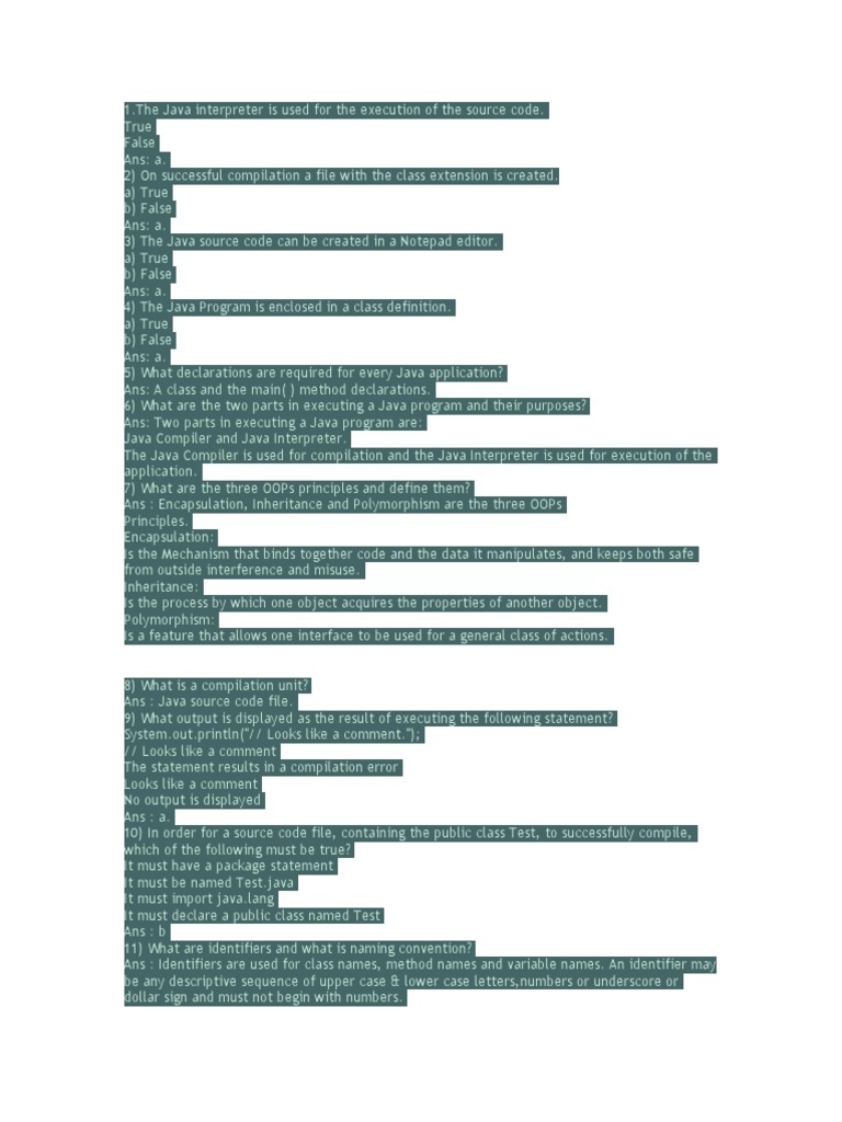 Java Mcq Document Pdf Inheritance Object Oriented Programming Method Computer Programming 