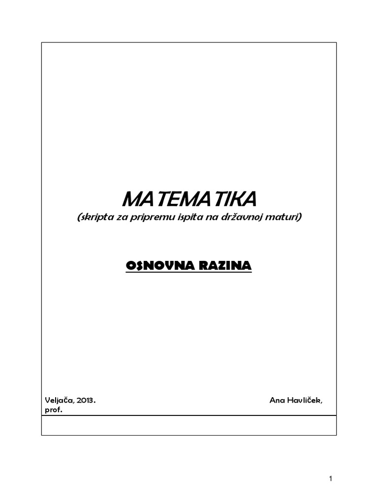 Matematika OS Razina Skripta | PDF