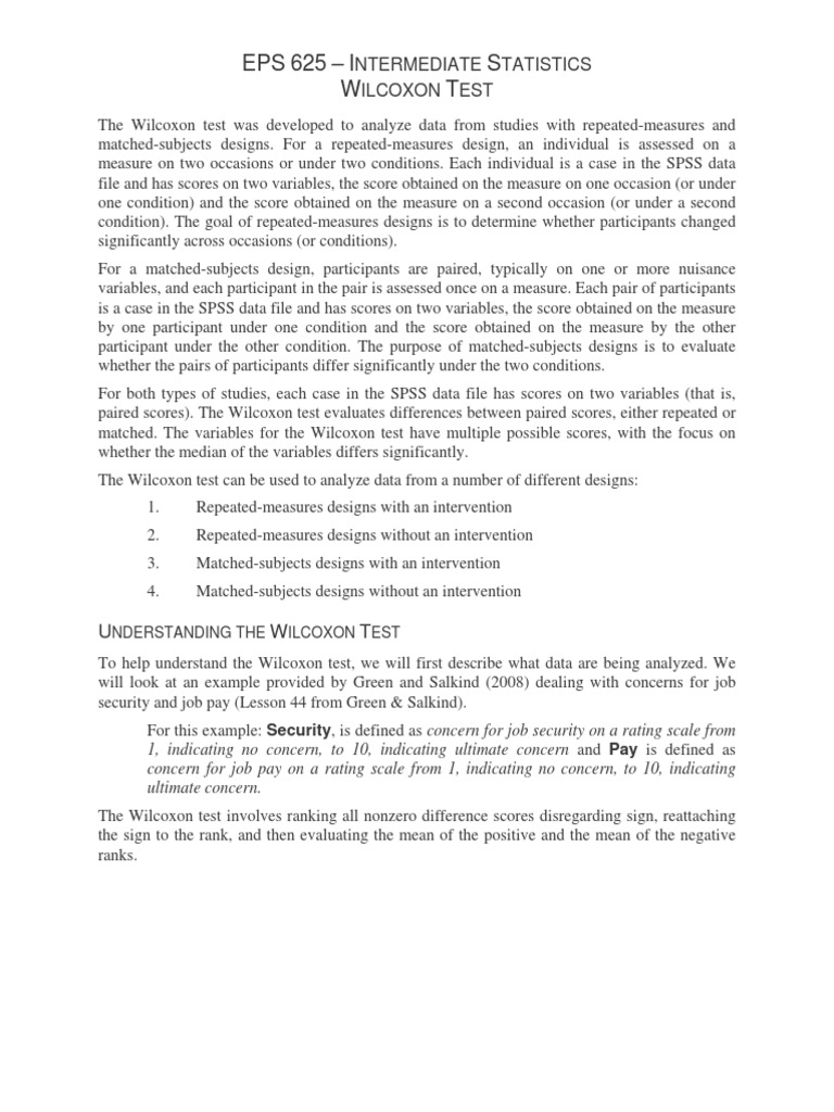 Wilcoxon Test | PDF | Effect Size | Statistics