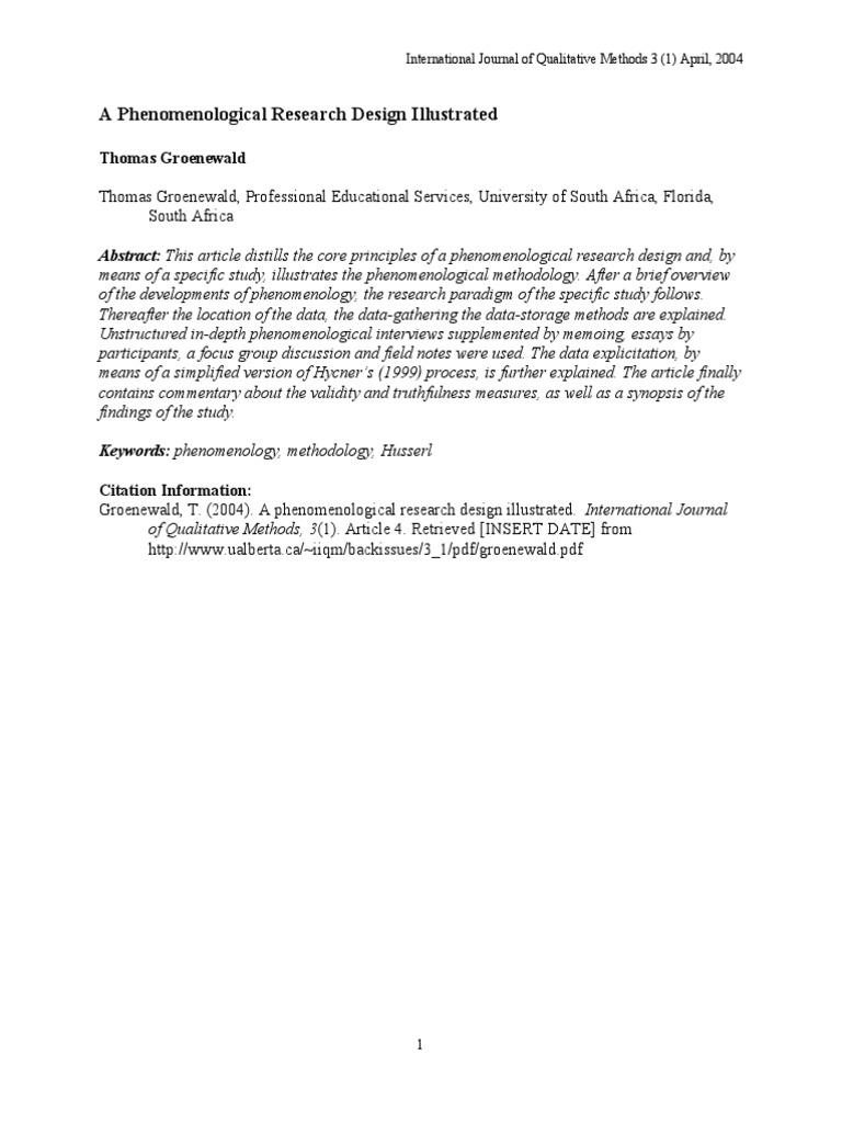 A Phenomenological Research Design Illustrated | PDF | Science ...