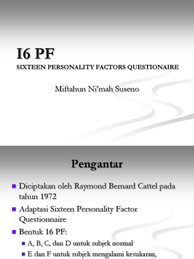 Tes Kepribadian - 16 PF | PDF