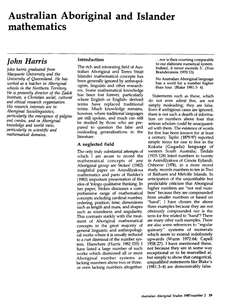 Aboriginal Maths | PDF | Indigenous Australians | Grammatical Number