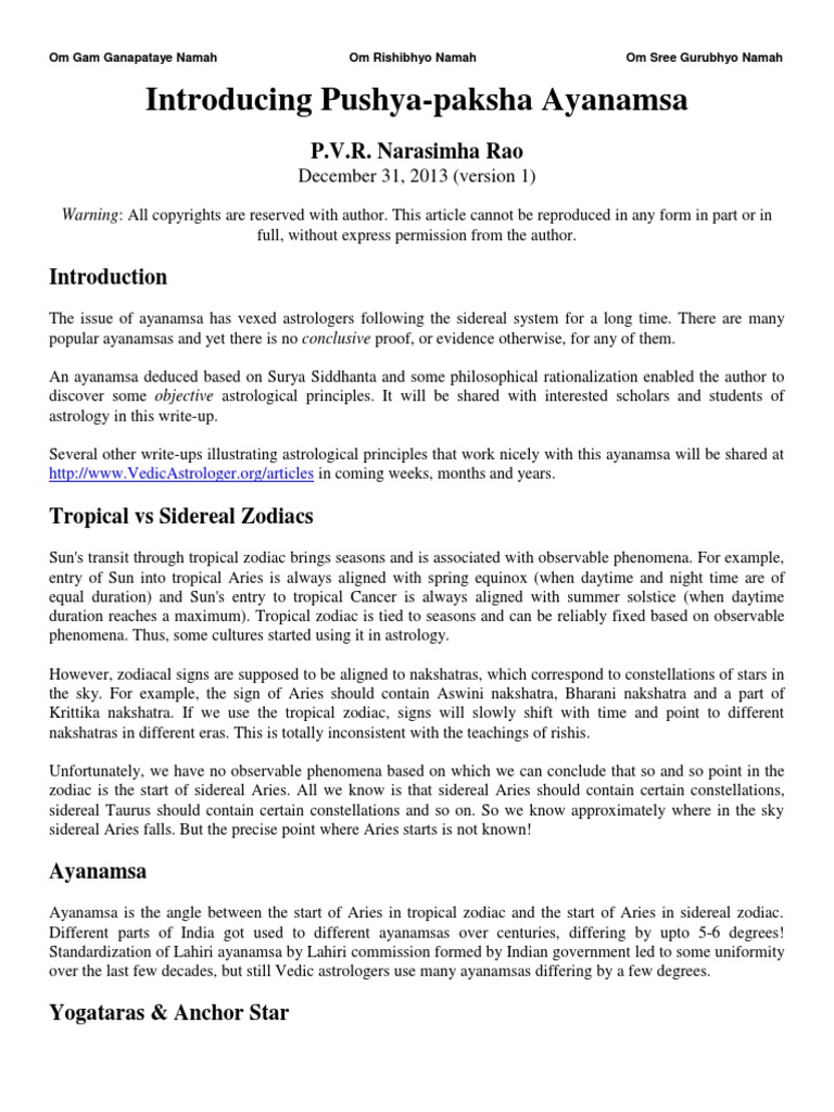 Ayanamsa | Download Free PDF | Technical Factors Of Astrology | New Age ...
