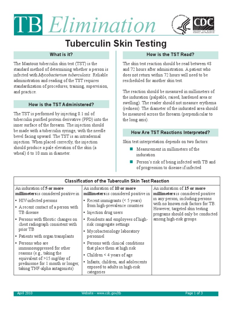 Tuberculin Skin Test (Mantoux Test): Principle, Procedure,, 59% OFF