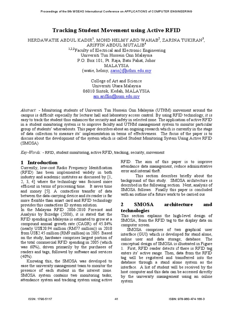 Tracking Student Movement Using Active RFID | PDF