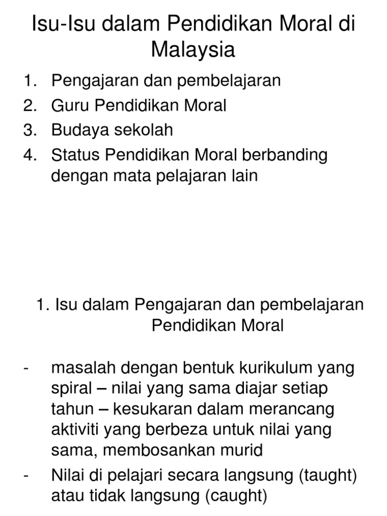 Isu-Isu Dalam Pendidikan Moral Di Malaysia | PDF