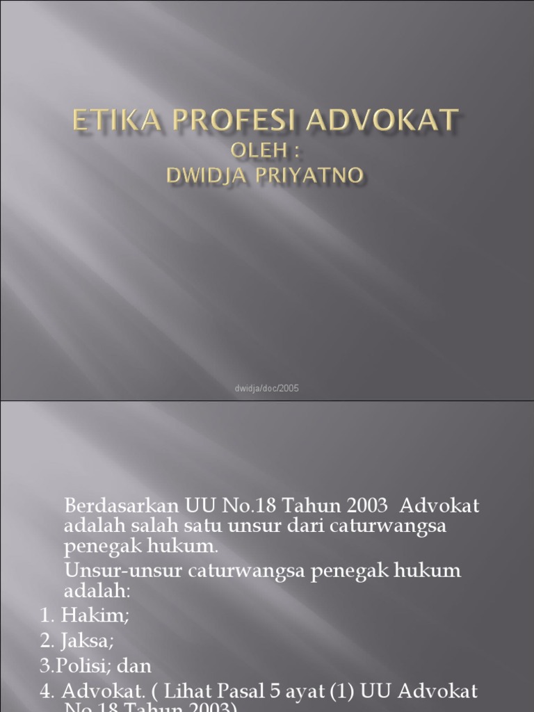 Etika Profesi Advokat | PDF | Hukum