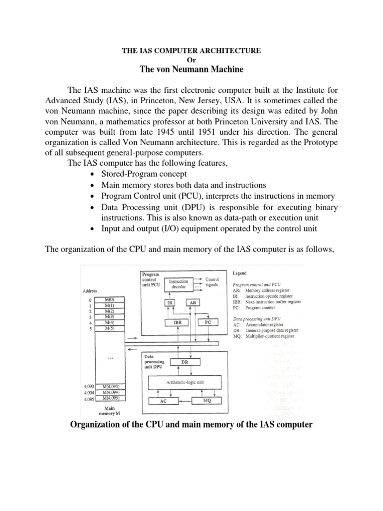 EC2303 Unit I The Ias Computer Architecture | Download Free PDF | Computer Data Storage ...