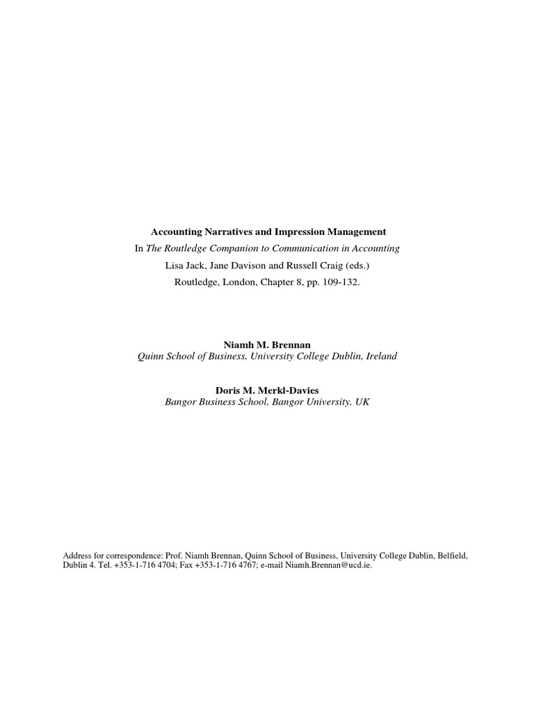 Brennan, Niamh M. and Merkl-Davies, Doris M. [2013] “Accounting ...