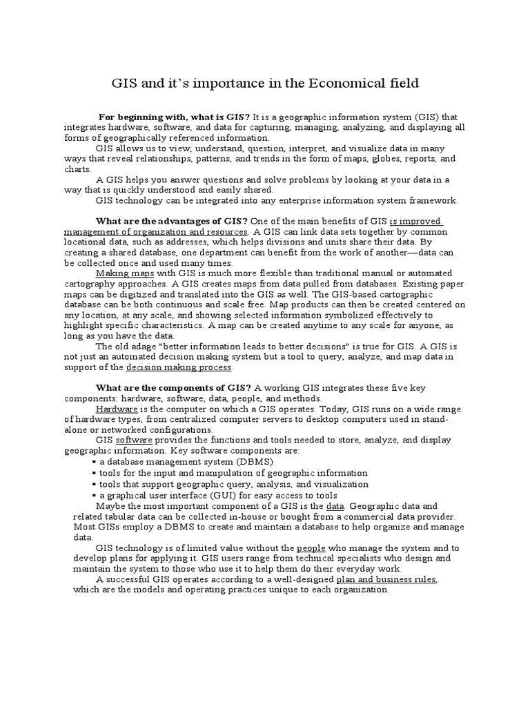 GIS: Economic Benefits and Applications | PDF | Geographic Information ...