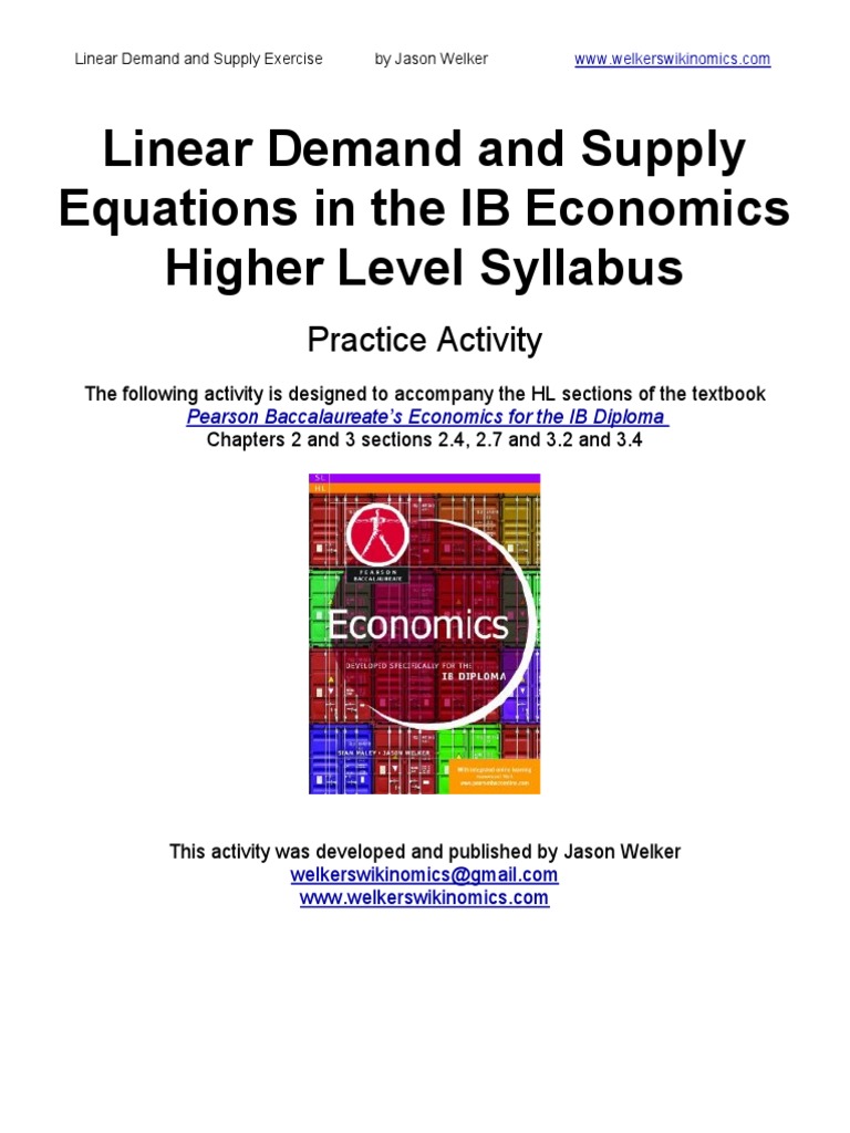Linear Demand Functions Practice | PDF | Economic Surplus | Supply ...