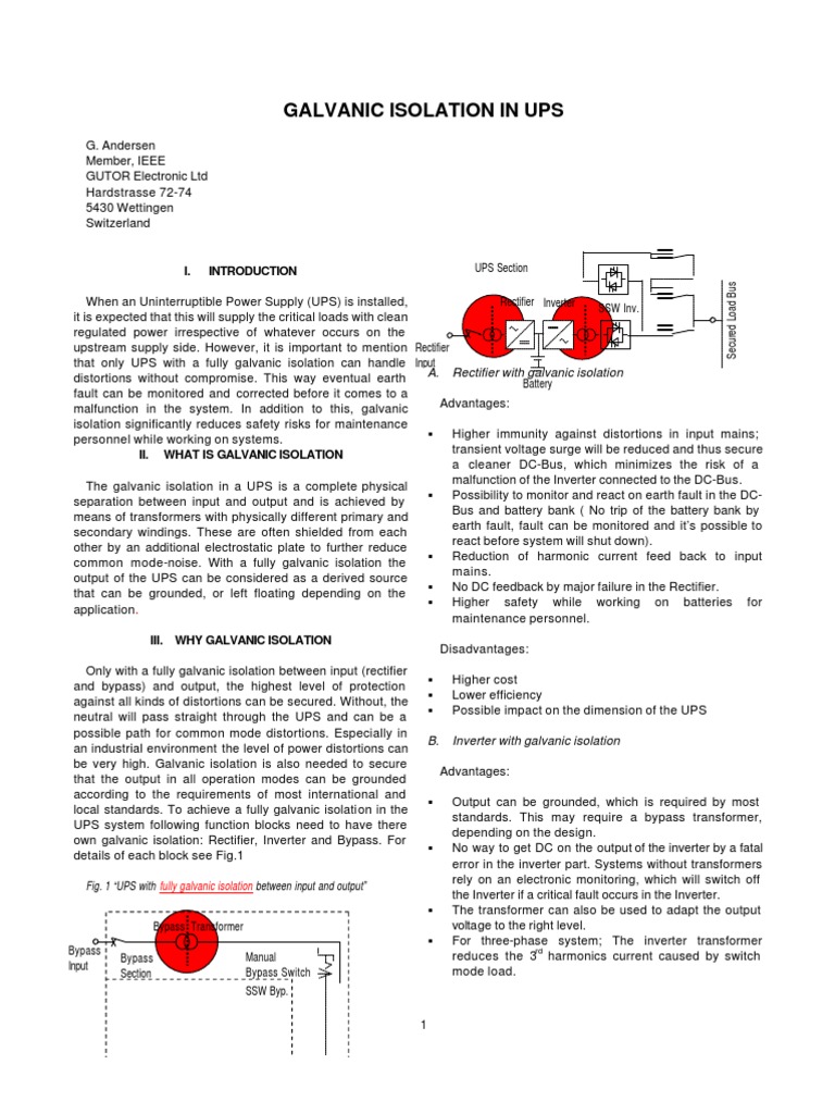 Galvanic Isolation in UPS Systems | PDF | Power Inverter | Rectifier