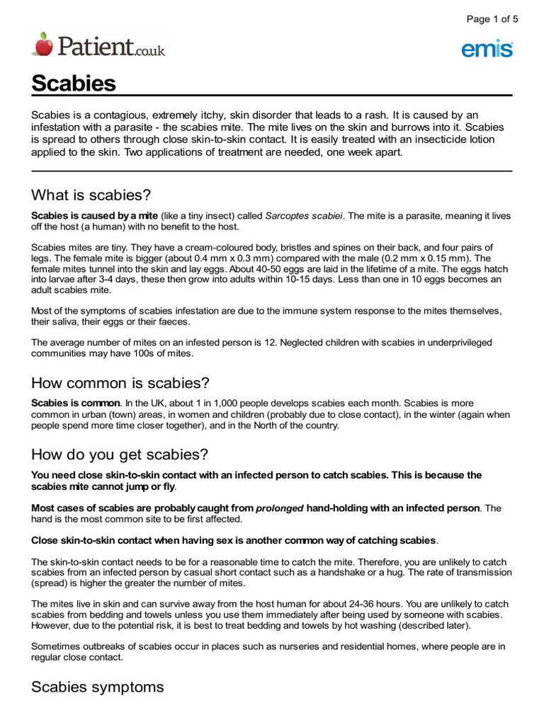 Scabies | PDF | Medical Specialties | Diseases And Disorders