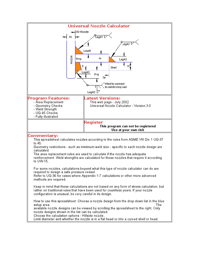 Universal Nozzle Calculator Overview | PDF