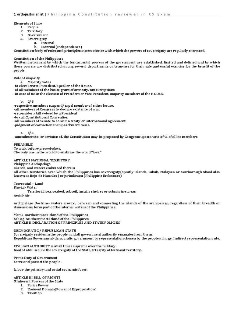 Reviewer in Philippine Constitution | PDF | United States House Of ...