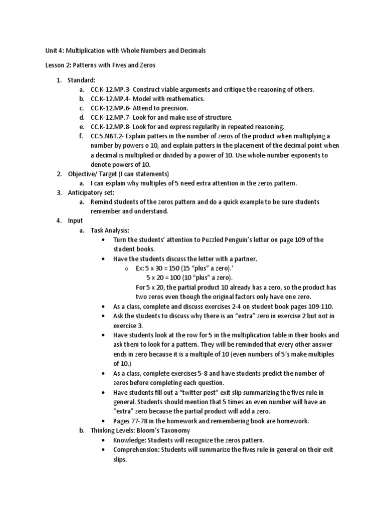 Unit 4 - Lesson 2 | PDF | Multiplication | Reading Comprehension