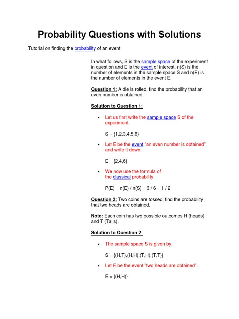 Probability Questions With Solutions | PDF | Probability | Randomness