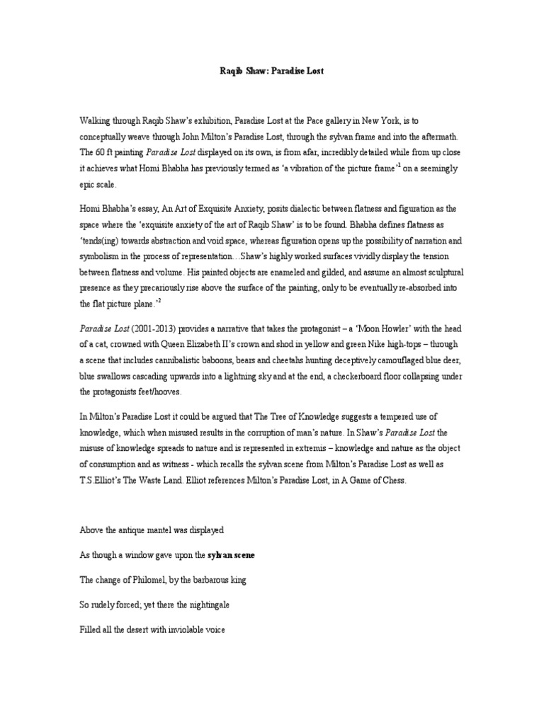 Art Lovers: Raqib Shaw's Paradise Lost | PDF | Aesthetics | Paradise Lost