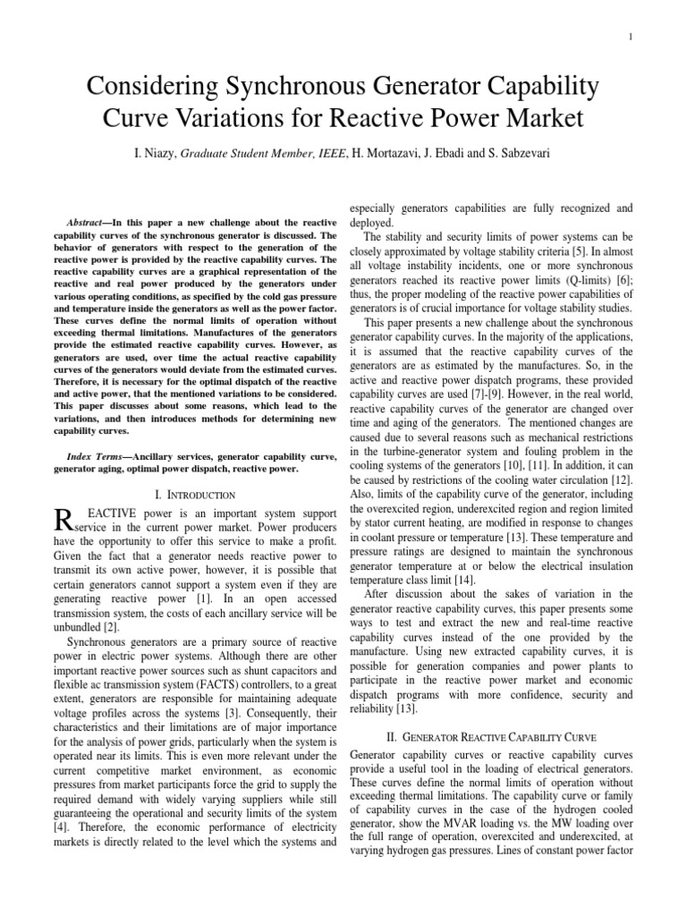 Considering Synchronous Generator Capability Curve Variations For ...