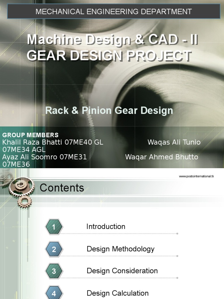Rack and Pinion Gear Design Overview | PDF | Kinematics | Mechanical ...