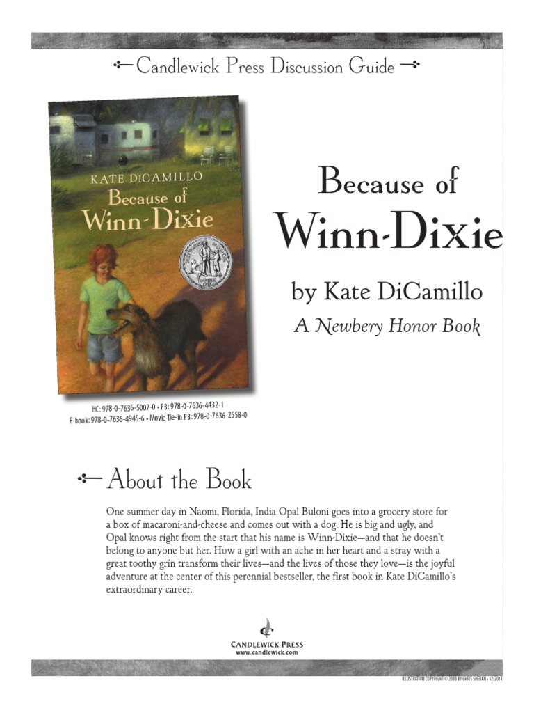 Because of Winn-Dixie Discussion Guide | PDF | Newbery Medal