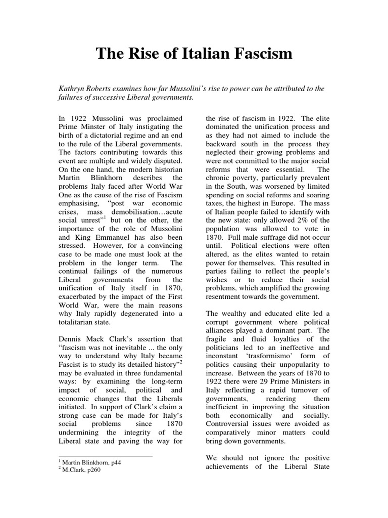 Rise of Italian Fascism | PDF | Kingdom Of Italy | Benito Mussolini