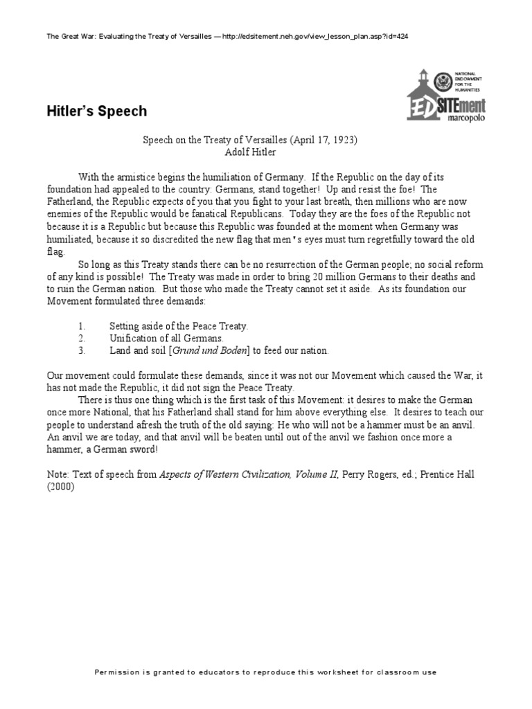 The Humiliation and Ruin of Germany: Hitler's Demands to Set Aside the ...