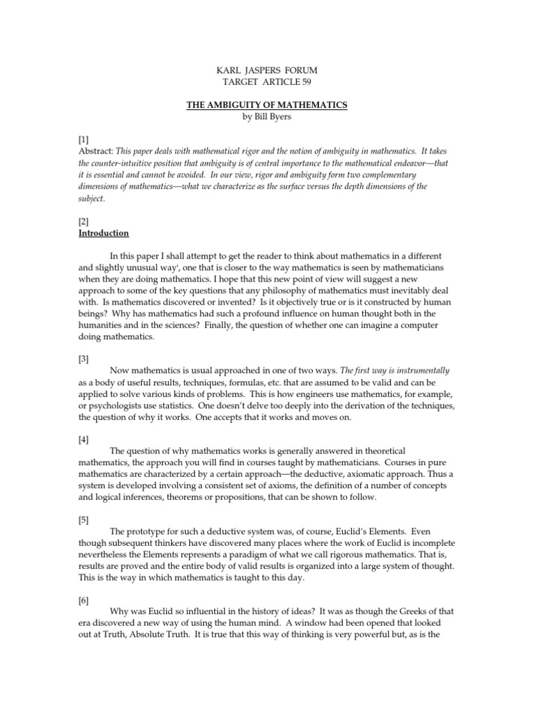 Ambiguity of Mathematics | PDF | Matrix (Mathematics) | Infinity