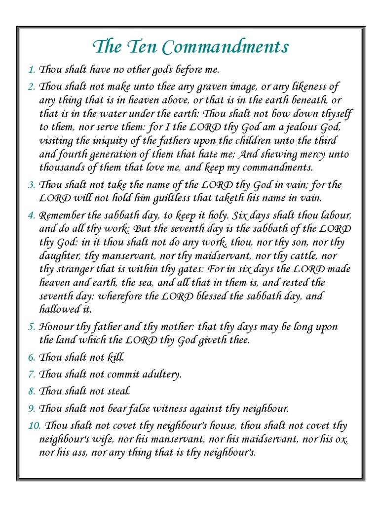 The Ten Commandments Plain | PDF | Ten Commandments | Christian Belief ...