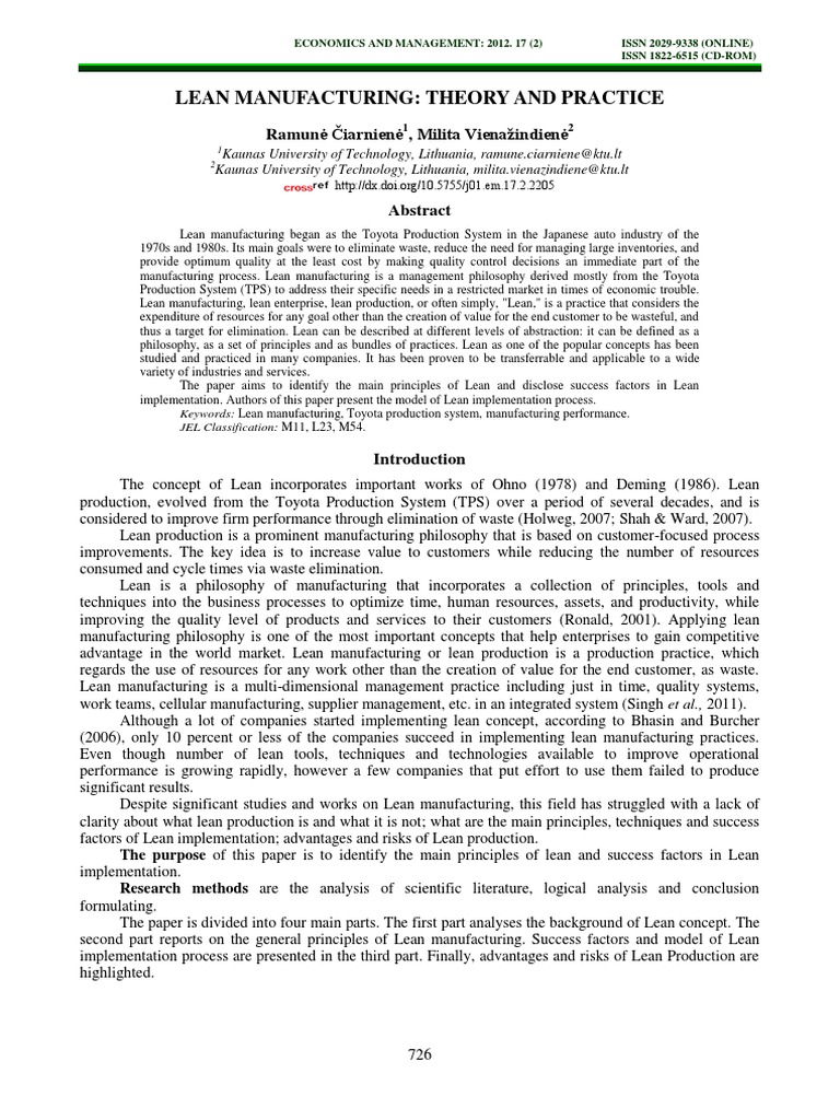 Lean Manufacturing Theory and Practice | PDF | Lean Manufacturing | Business Process