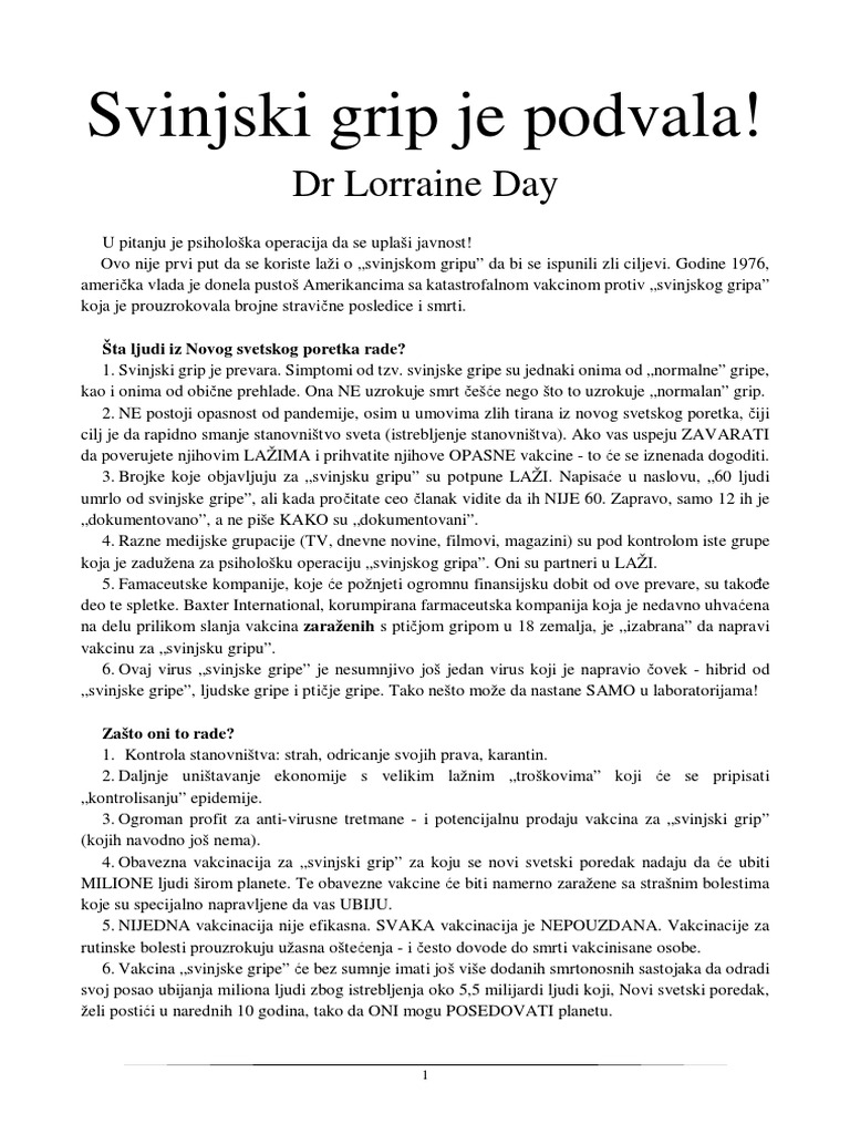 Svinjski Grip Je Podvala | PDF
