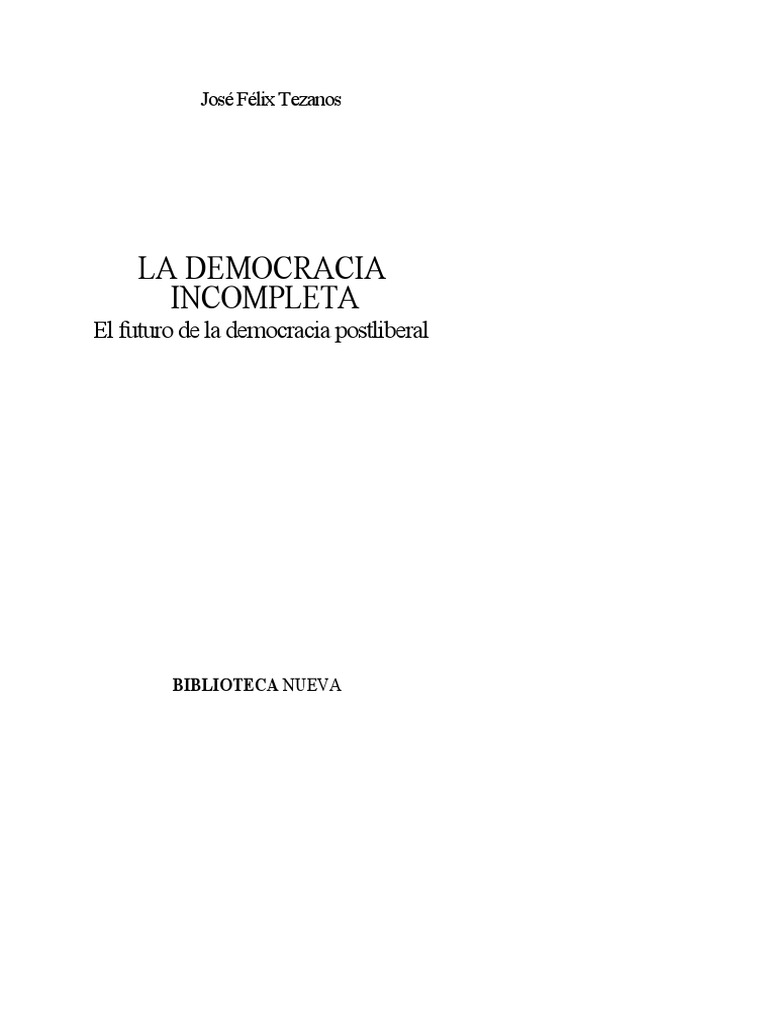 17 - La Democracia Incompleta - José Félix Tezanos | PDF | Informática y tecnología de la ...
