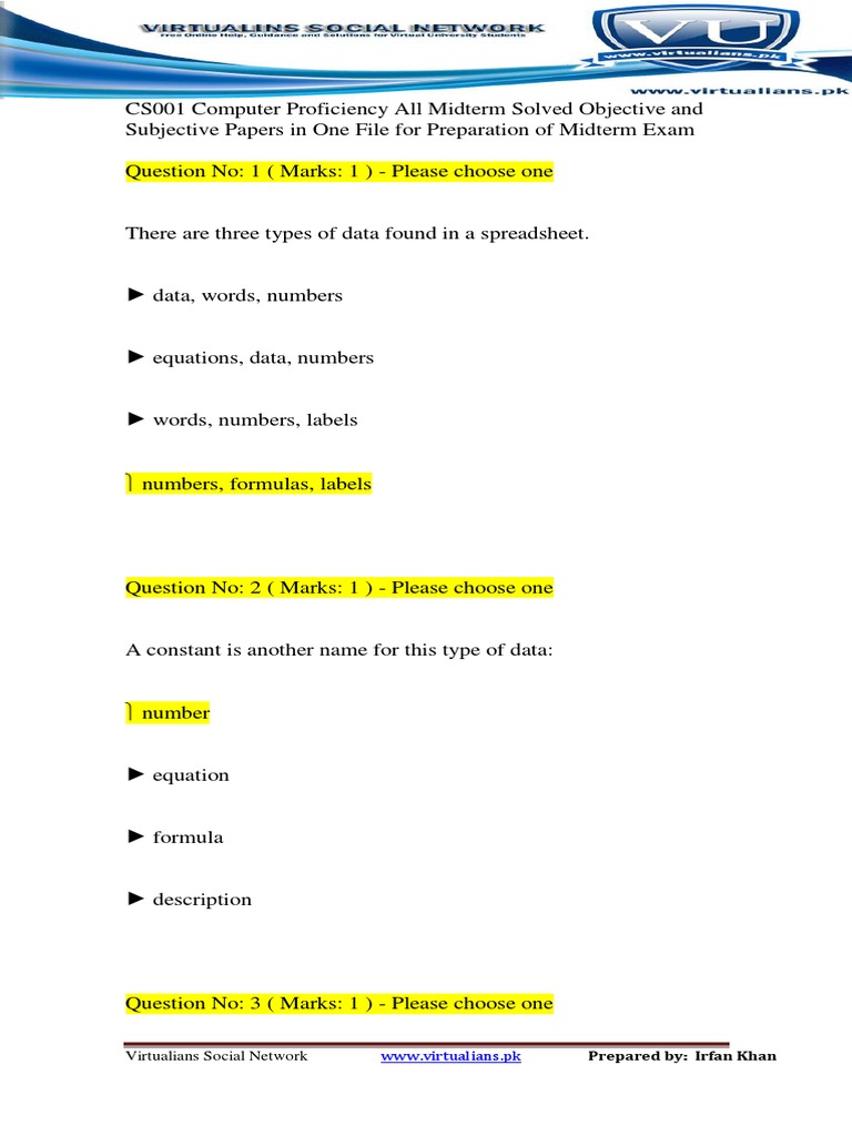 CS001 Midterm Exam Preparation Guide | PDF | Computer Keyboard ...